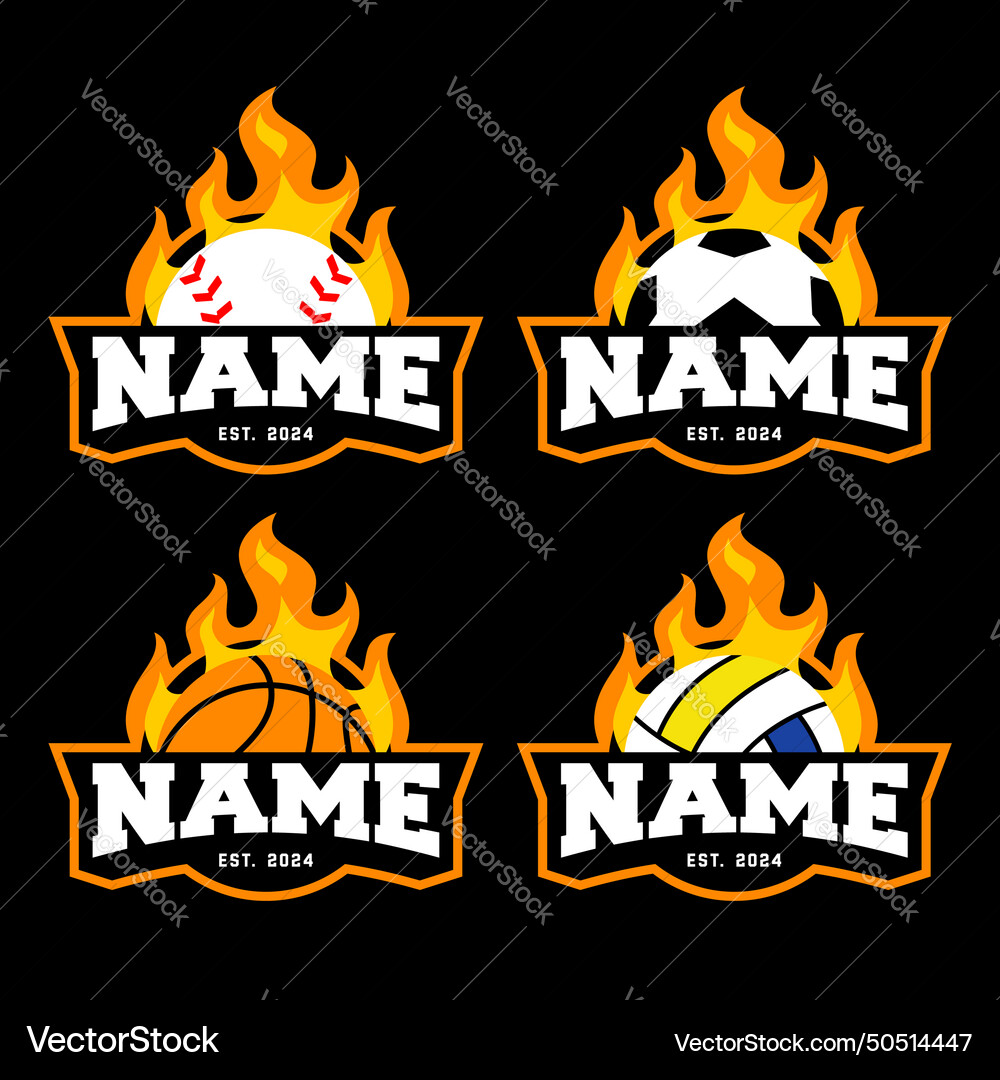 Balls logo with flame Royalty Free Vector Image