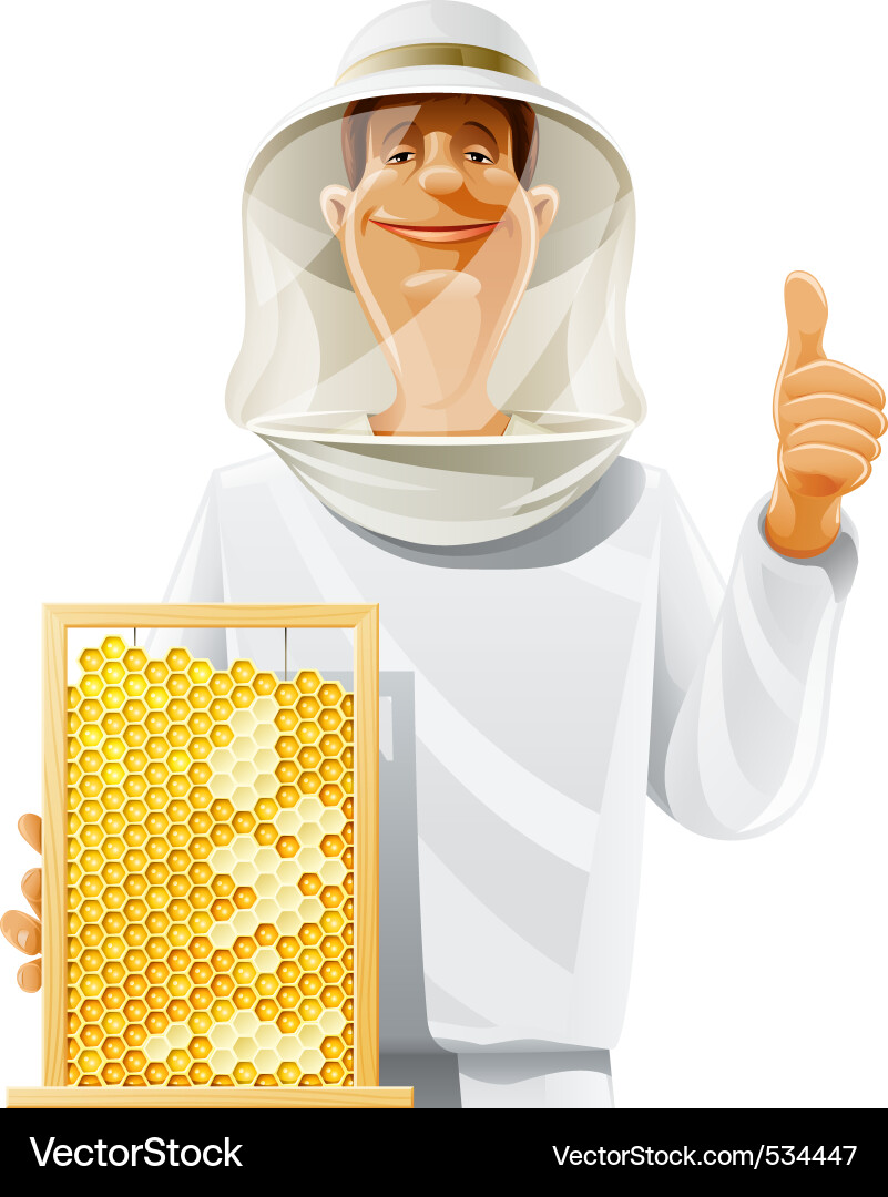 Beekeeper with bee hive Royalty Free Vector Image