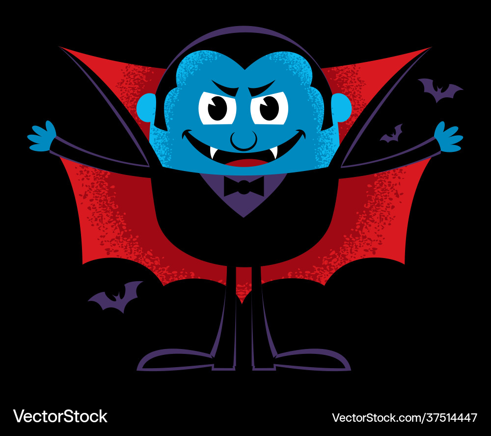 Cartoon vampire on black Royalty Free Vector Image
