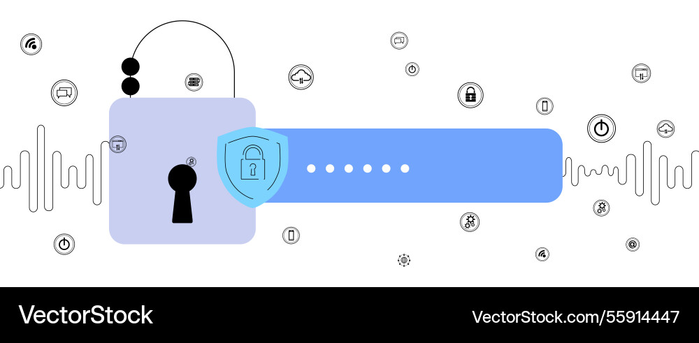 Cyber security lock icon in personal data Vector Image