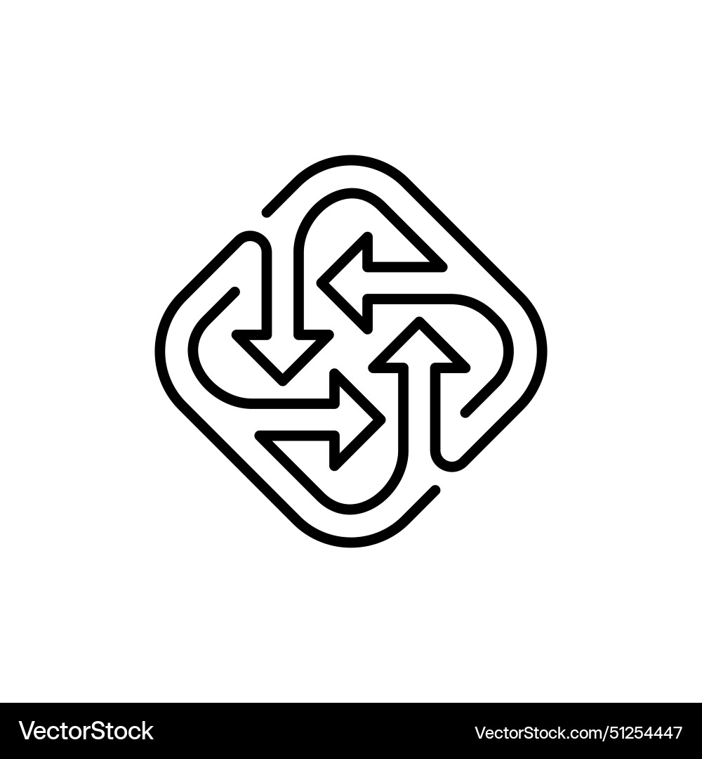 Four arrows icon symbol logo template Royalty Free Vector