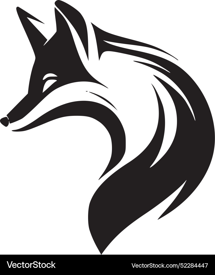 Fox - black and white Royalty Free Vector Image