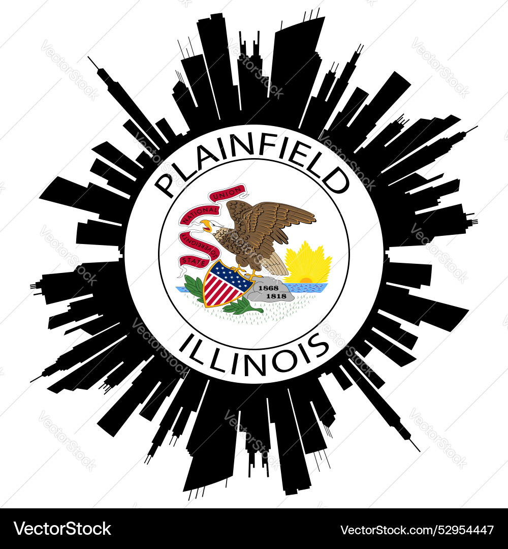 Plainfield skyline illinois flag usa travel Vector Image