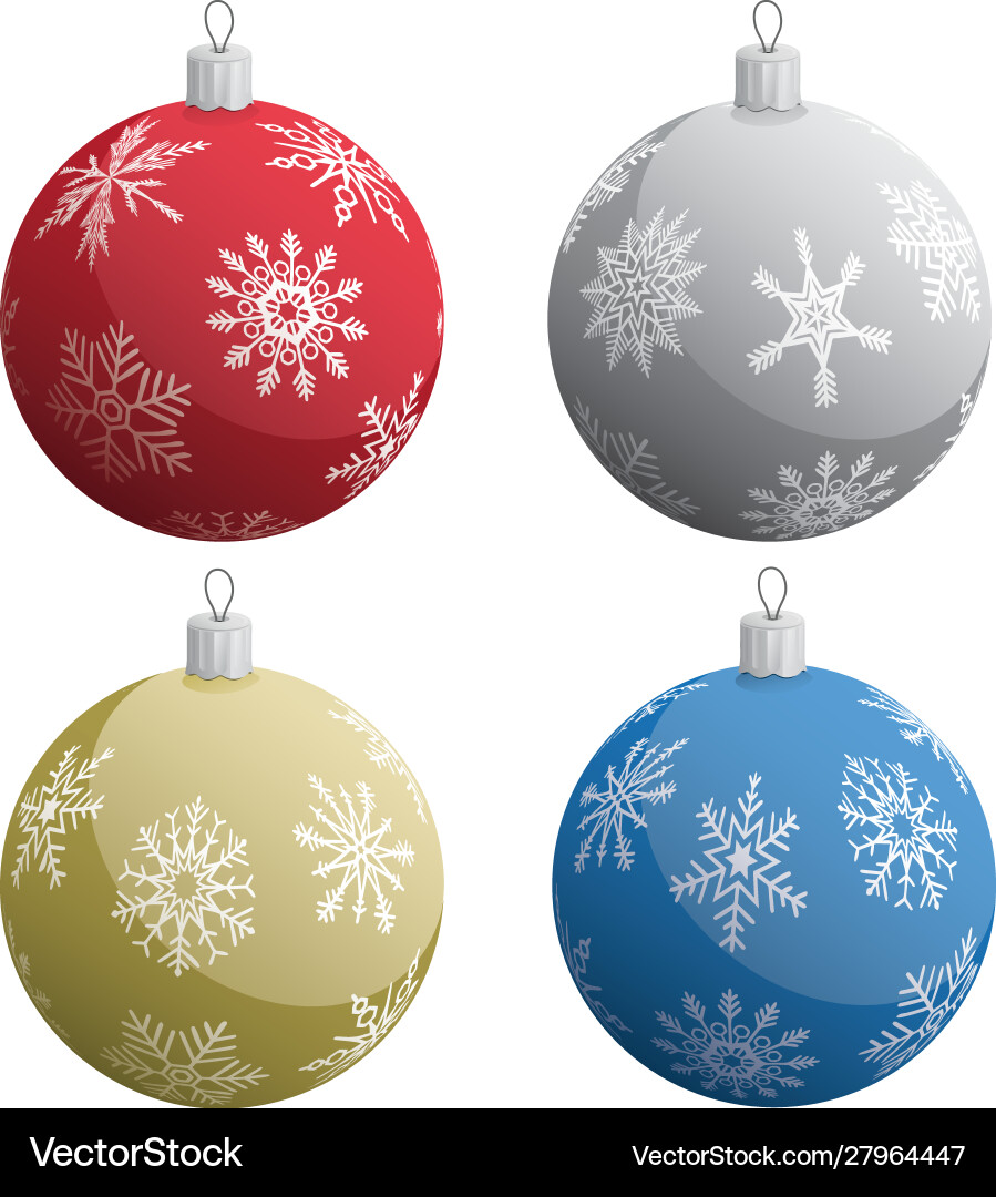 Shiny Christmas Ornaments Set Royalty Free Vector Image
