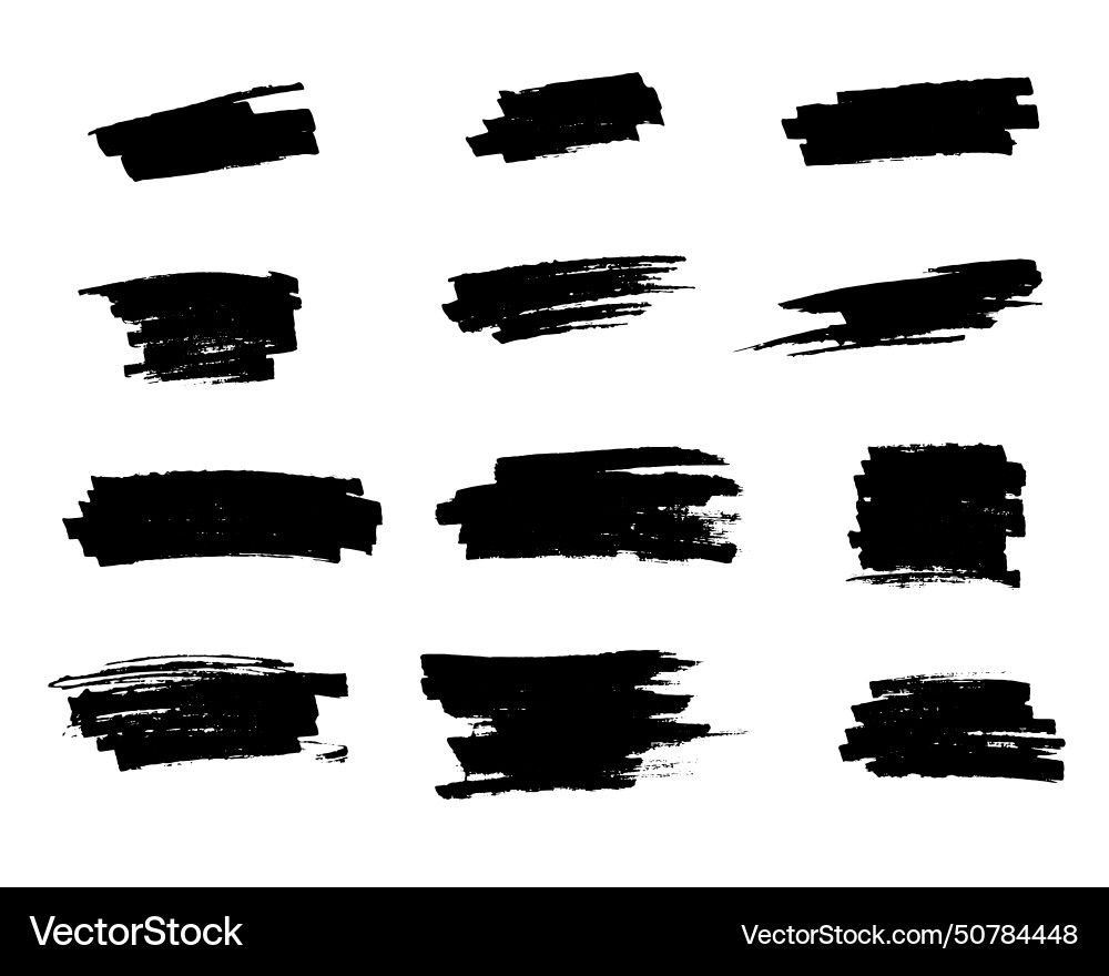 Brush strokes isolated ink painting grunge Vector Image