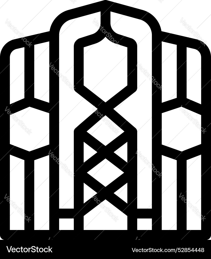 Building facade with hexagon windows representing Vector Image