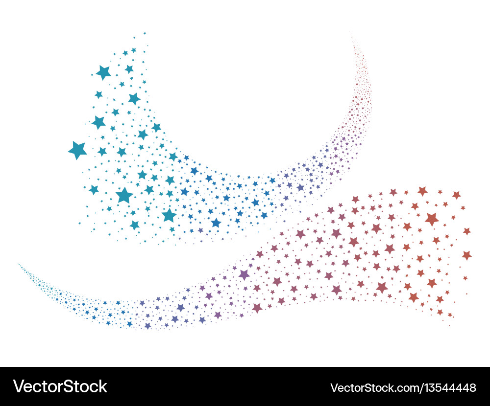 Colorful stars comets set Royalty Free Vector Image