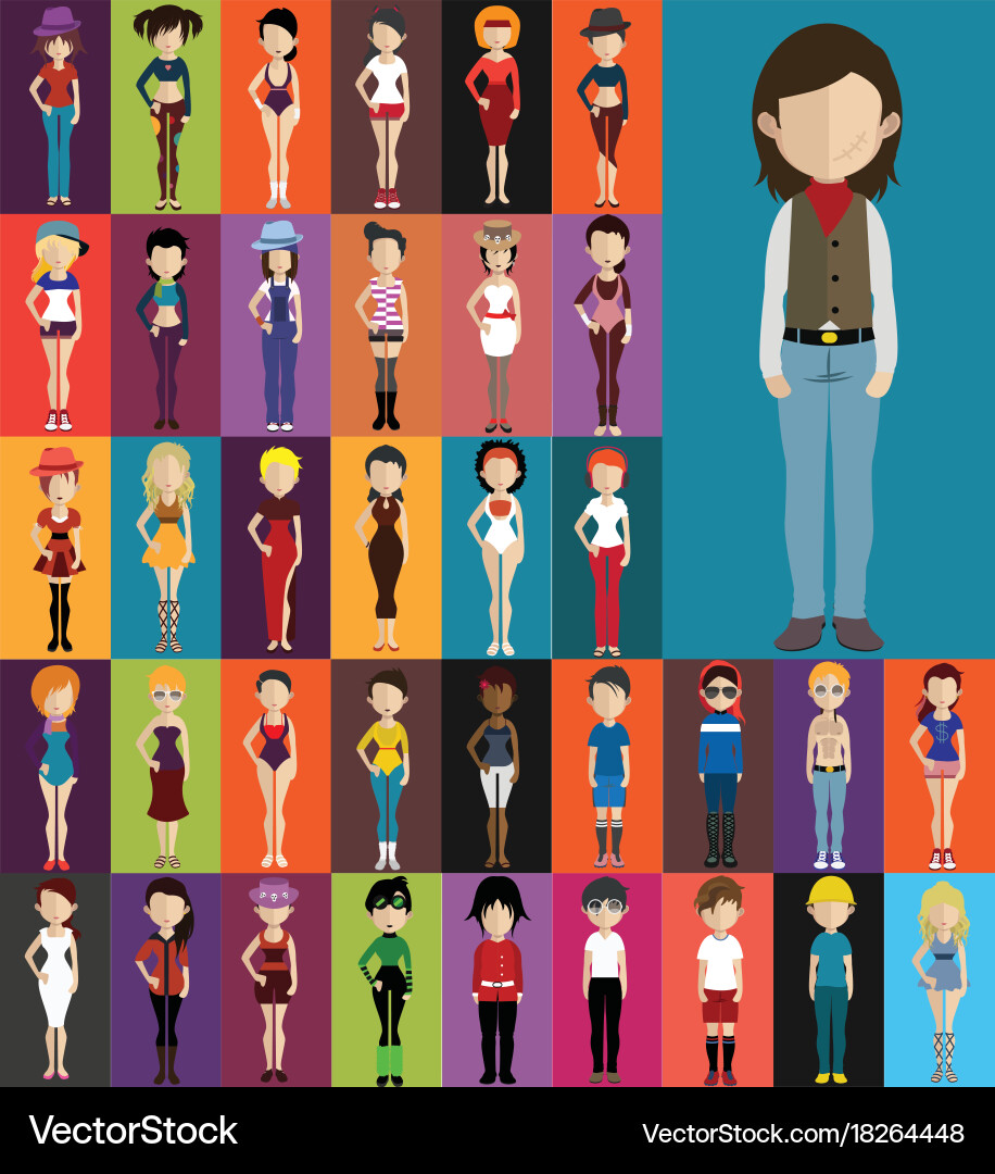 Diverse People Avatars - Full Body & Torso Vector Image