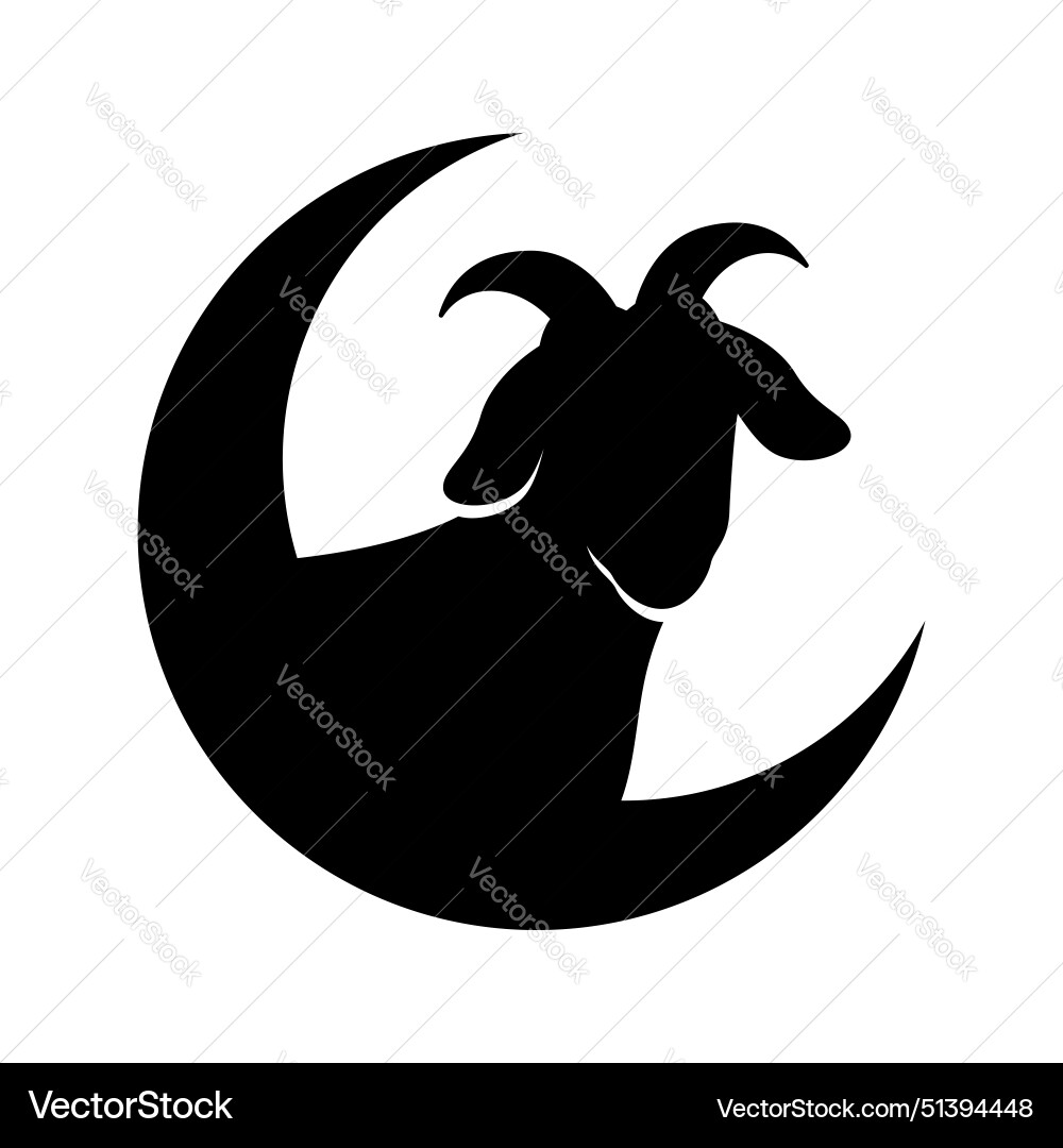 Eid al adha symbol with goat and crescent Vector Image