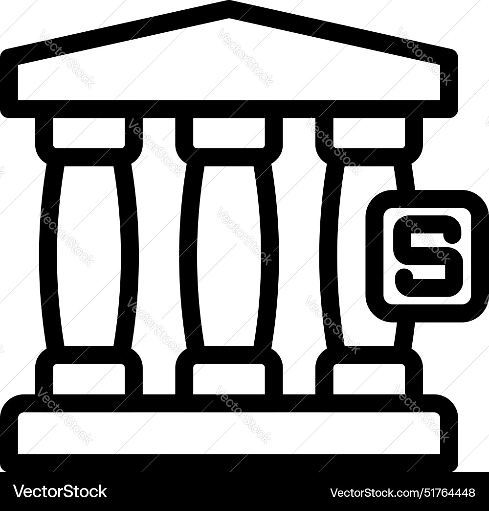 Government building facade with columns and dollar