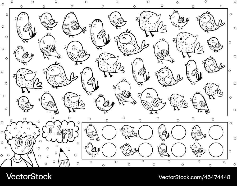 I spy game coloring page for kids find and count Vector Image