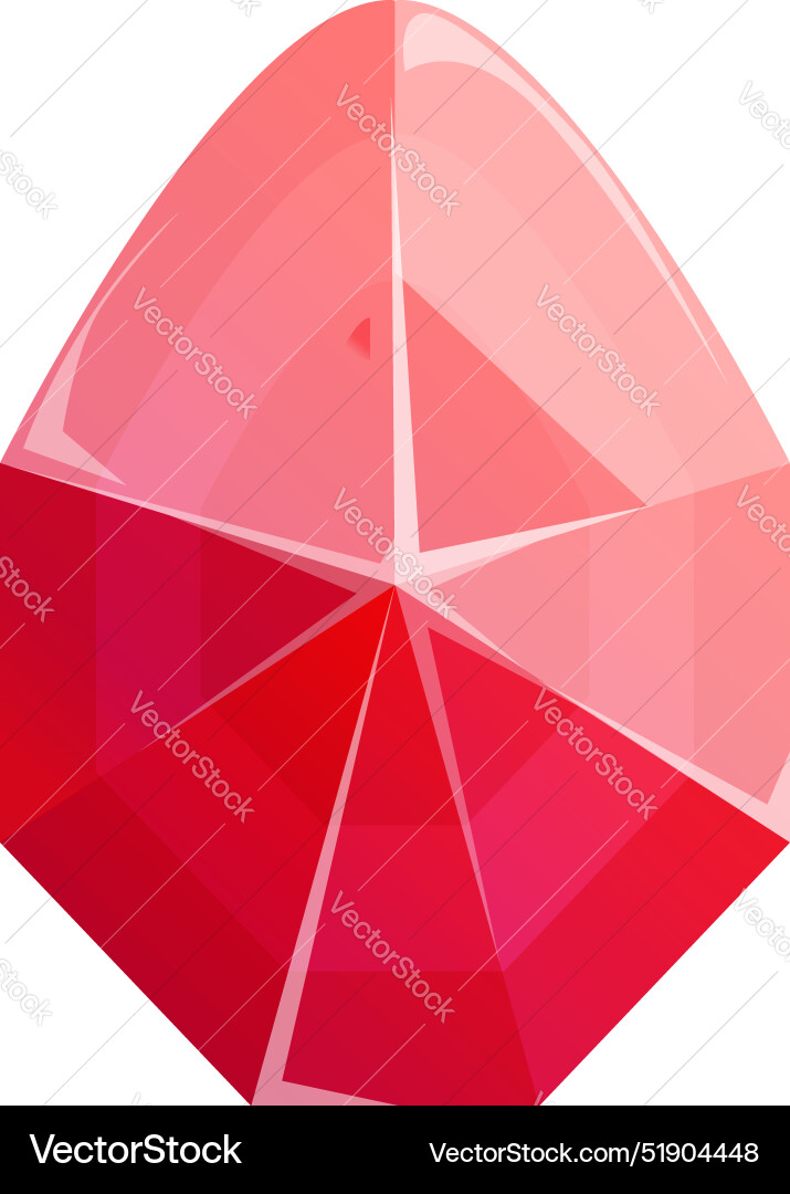 Many faceted red gemstone shining in the light Vector Image