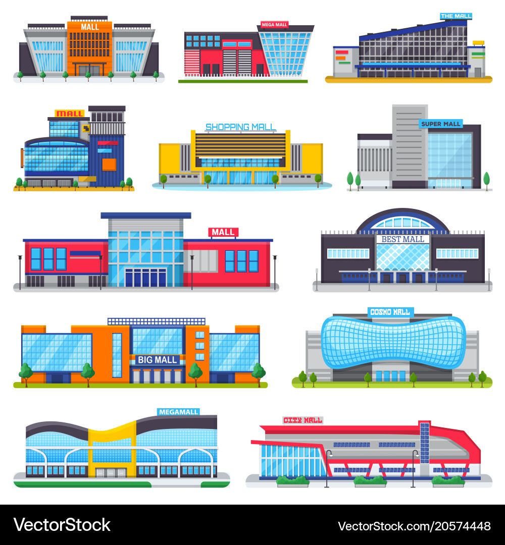 Modern Shopping Mall Facade Royalty Free Vector Image