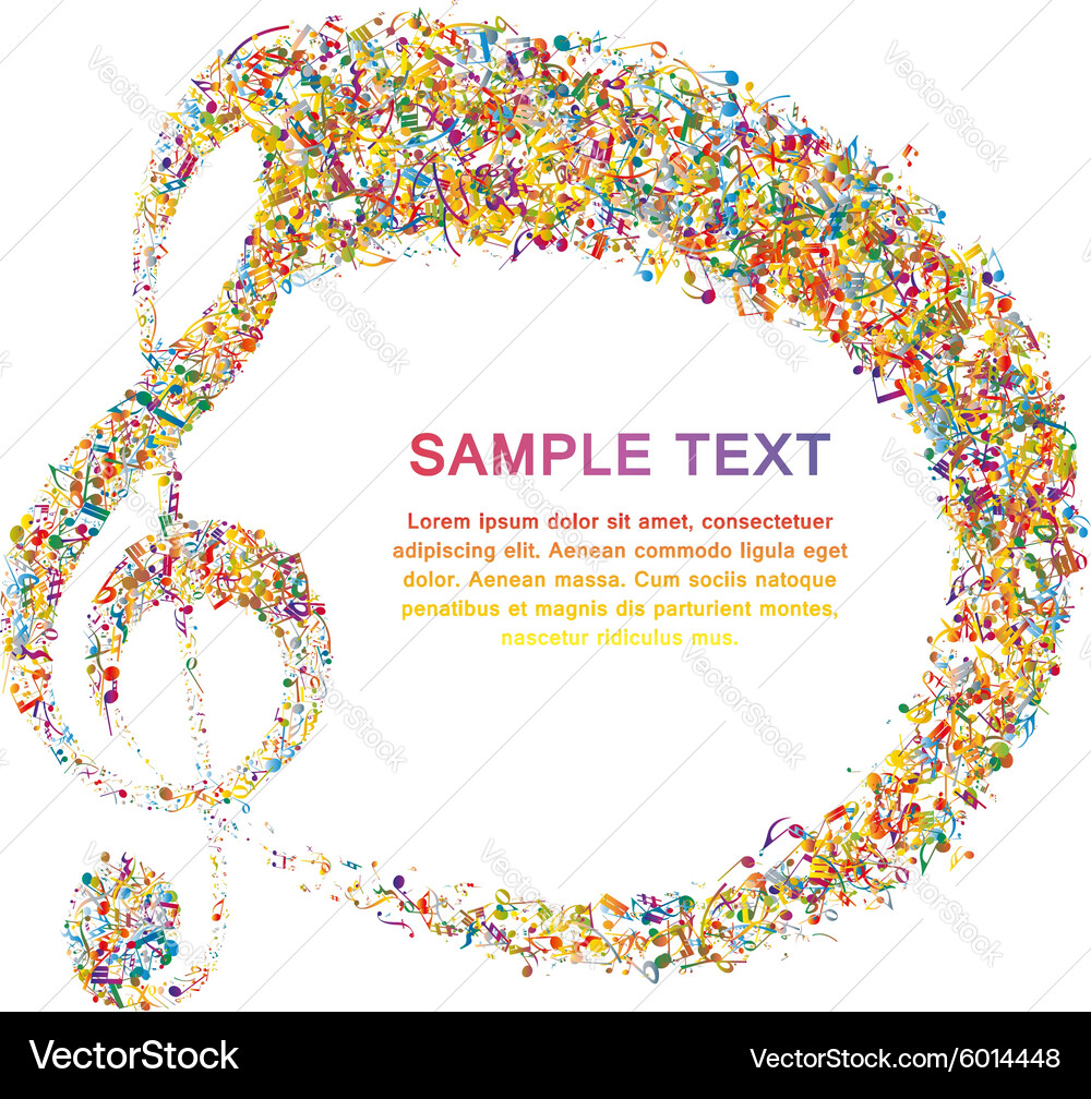 Musical key with notes row Royalty Free Vector Image