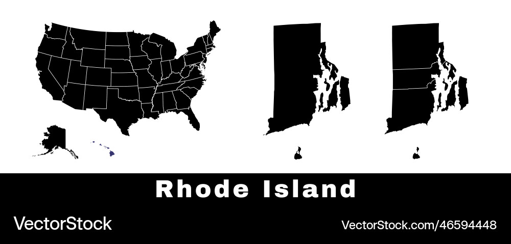 Rhode island state map usa set Royalty Free Vector Image