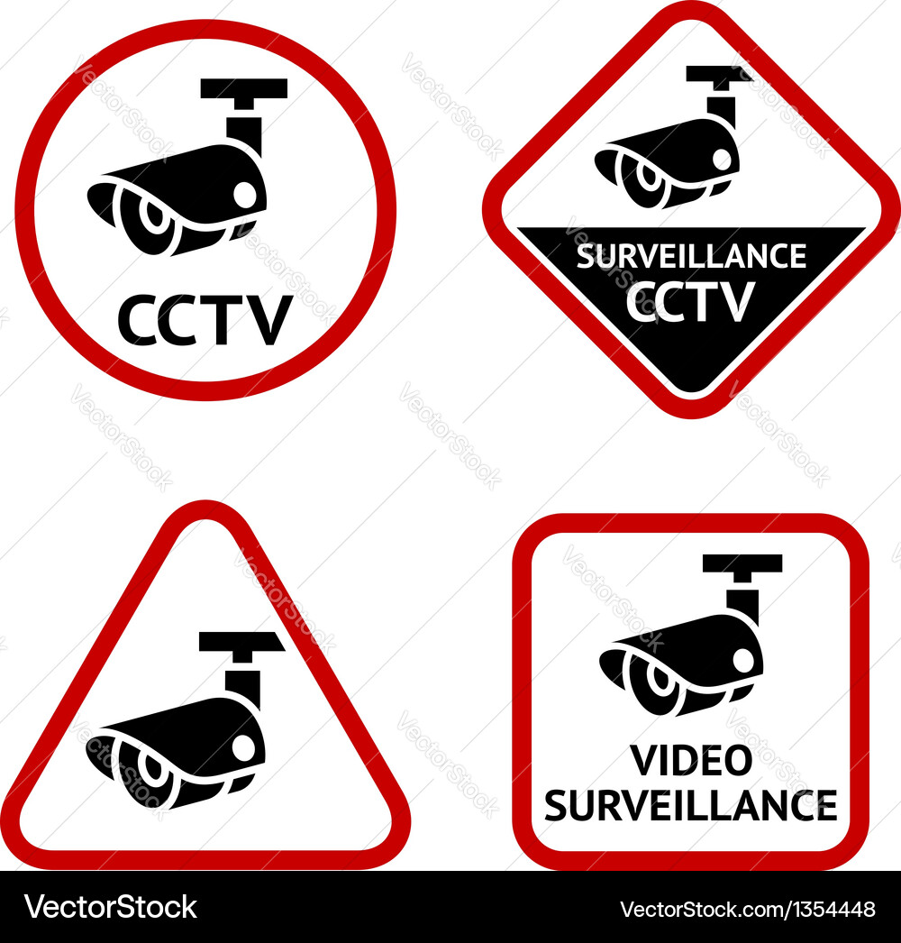 Security camera sticky labels Royalty Free Vector Image