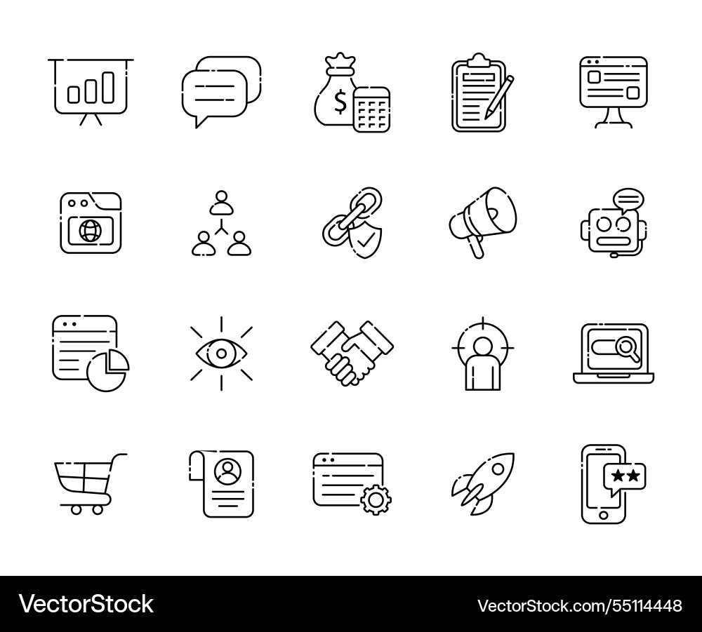 Seo marketing outline icon Royalty Free Vector Image