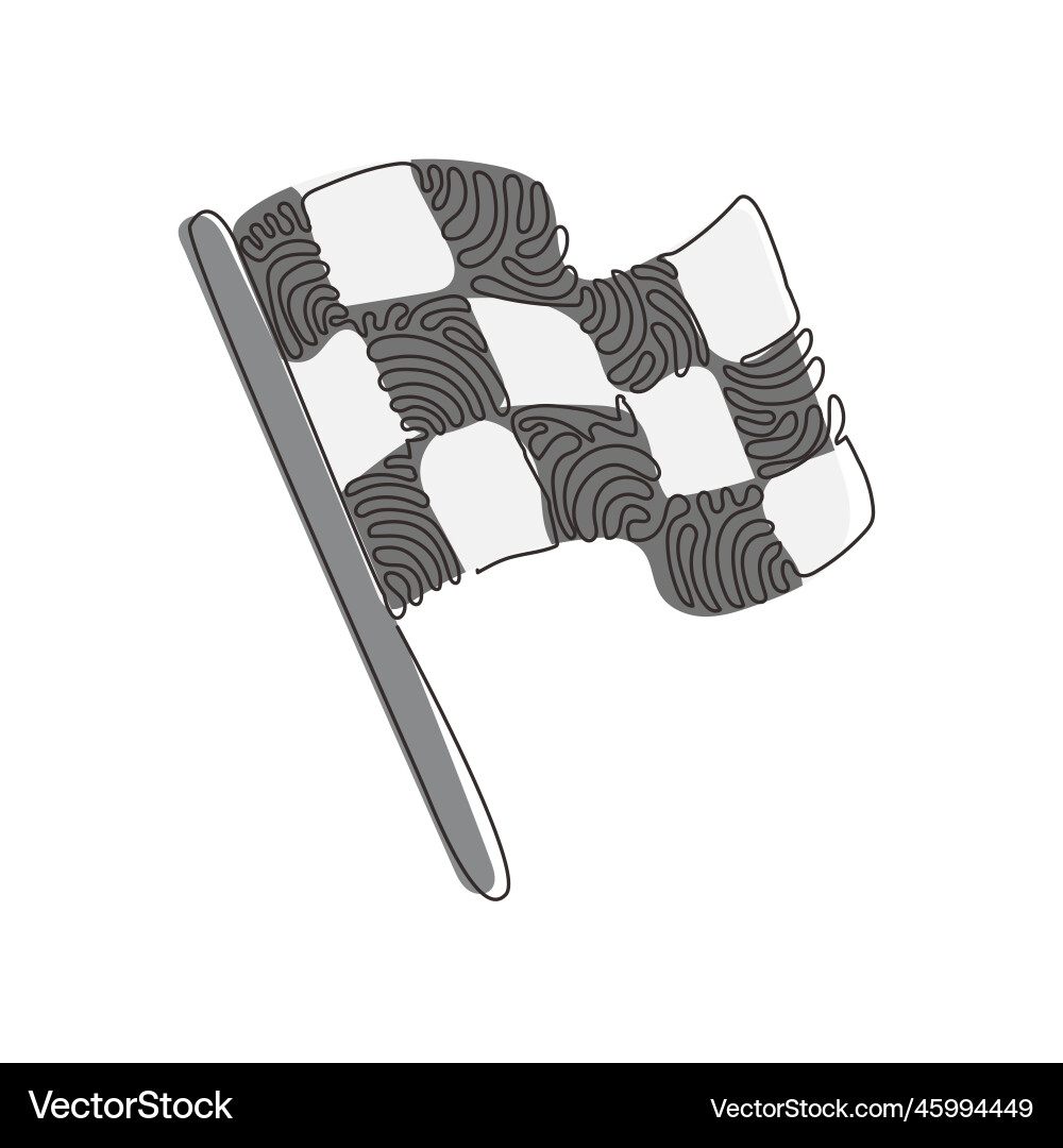 Continuous one line drawing flag icon racing sign Vector Image