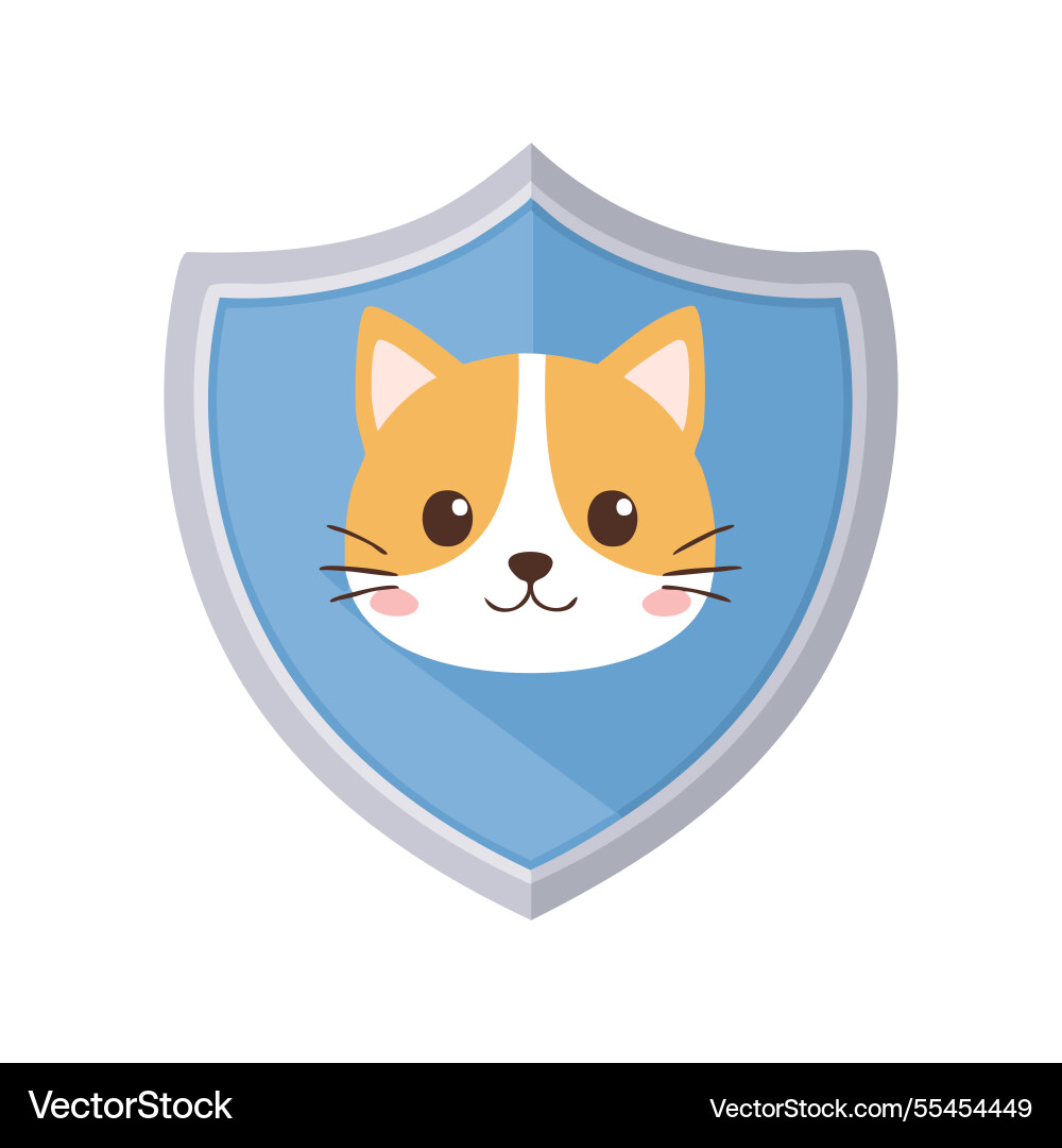 Cute cat with shield Royalty Free Vector Image