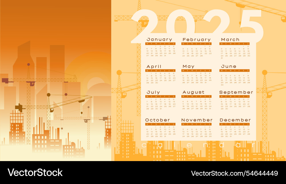 Full calendar for the construction company 2025 Vector Image