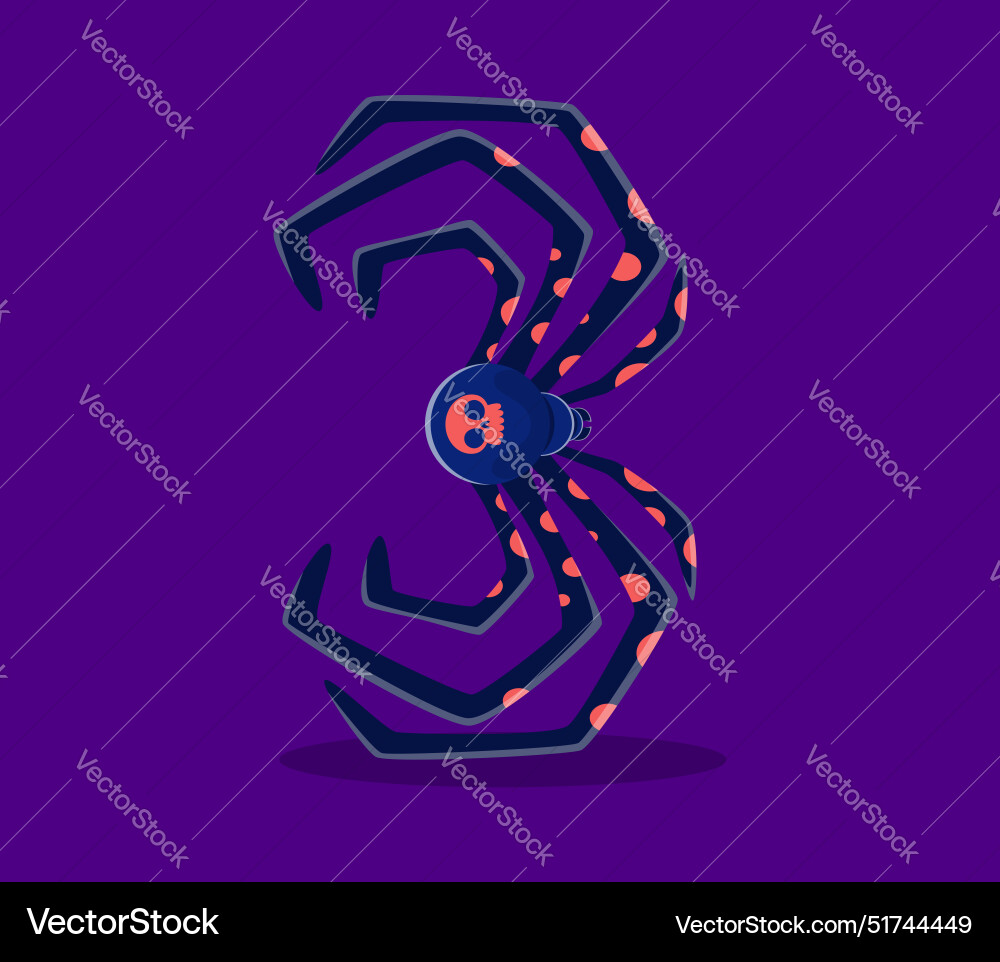 Halloween font number 3 three spider monster skull