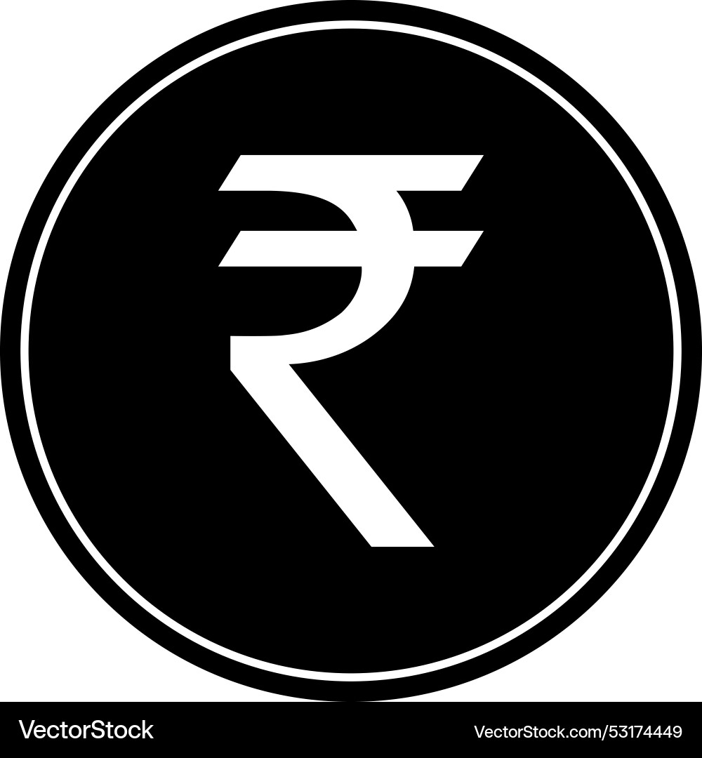 India rupee color sign icon in black Royalty Free Vector