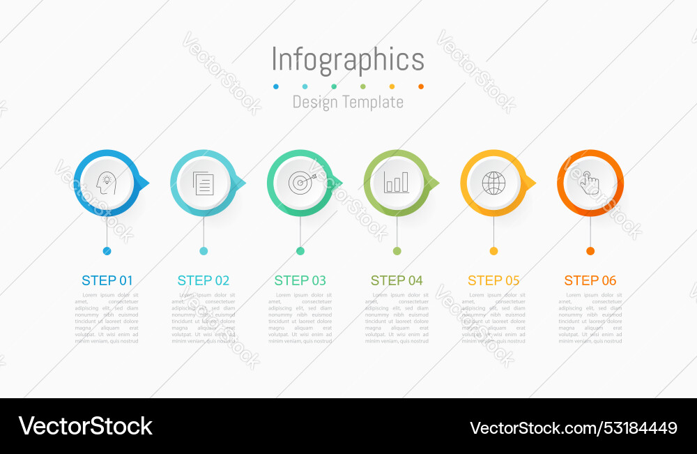 Infographic 6 options design elements Royalty Free Vector