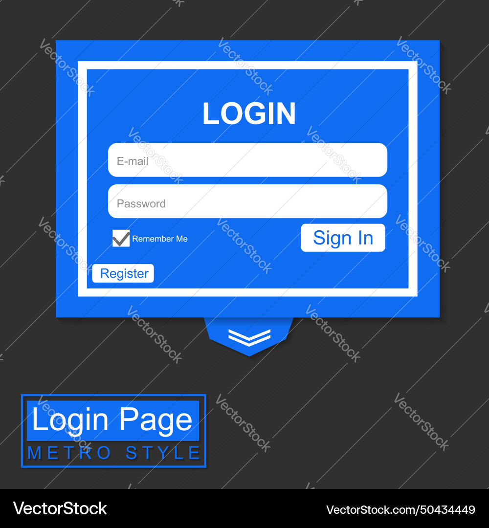 Login page blue metro style Royalty Free Vector Image