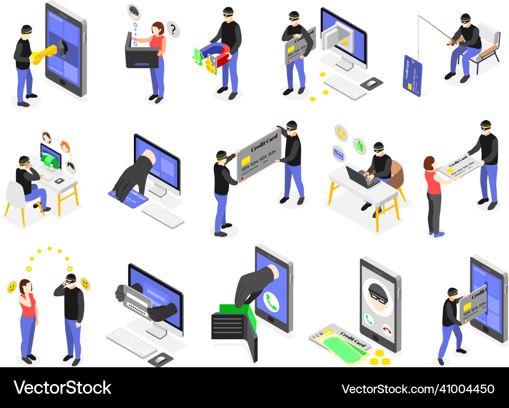 Bank scam icon set Royalty Free Vector Image - VectorStock