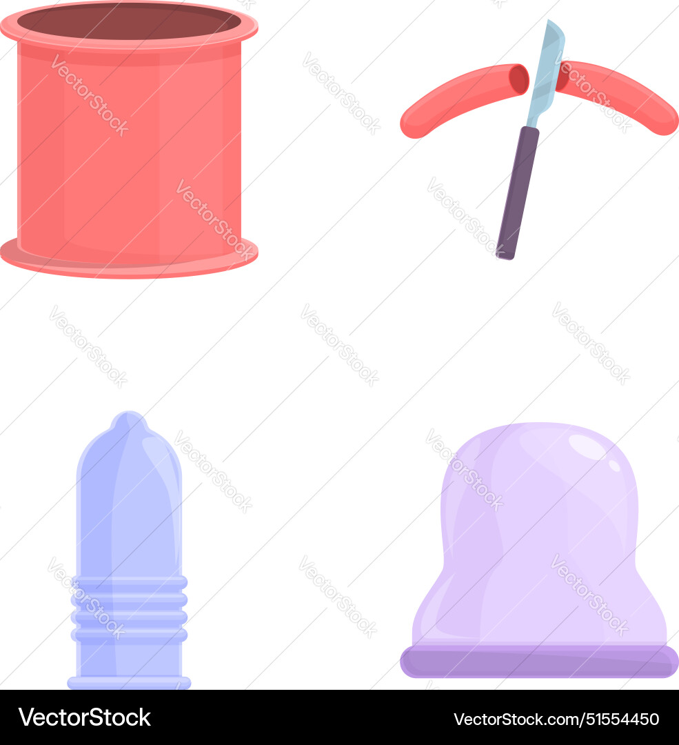 Contraceptive method icons set cartoon Royalty Free Vector