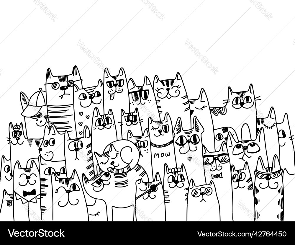 Cute Cartoon Cats Background Royalty Free Vector Image