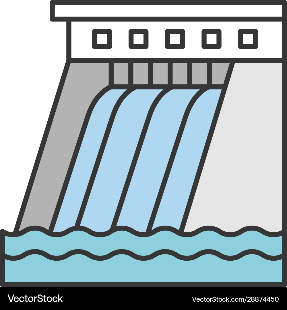 Hydroelectric dam color icon Royalty Free Vector Image