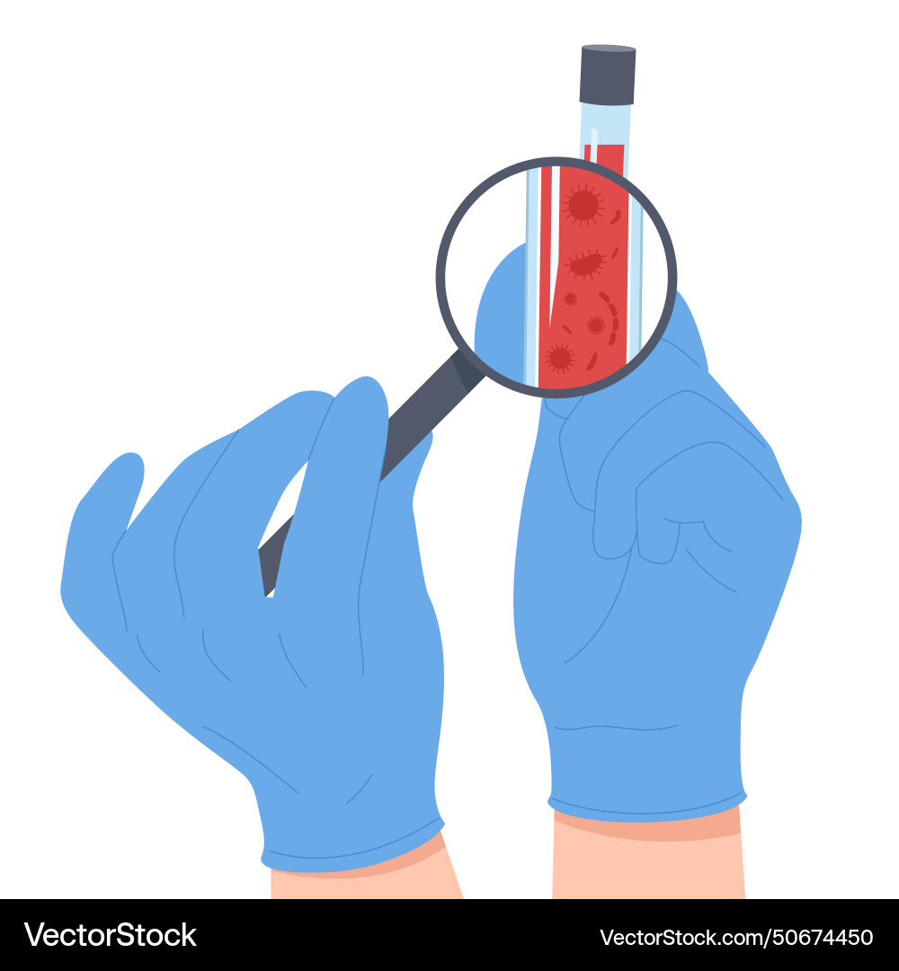 Laboratory blood test for infection doctors hands Vector Image