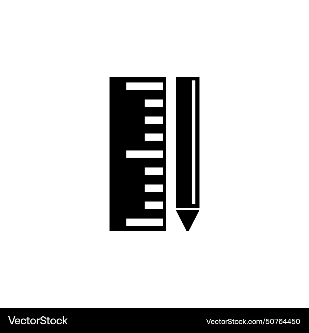 Pencil and ruler flat icon Royalty Free Vector Image