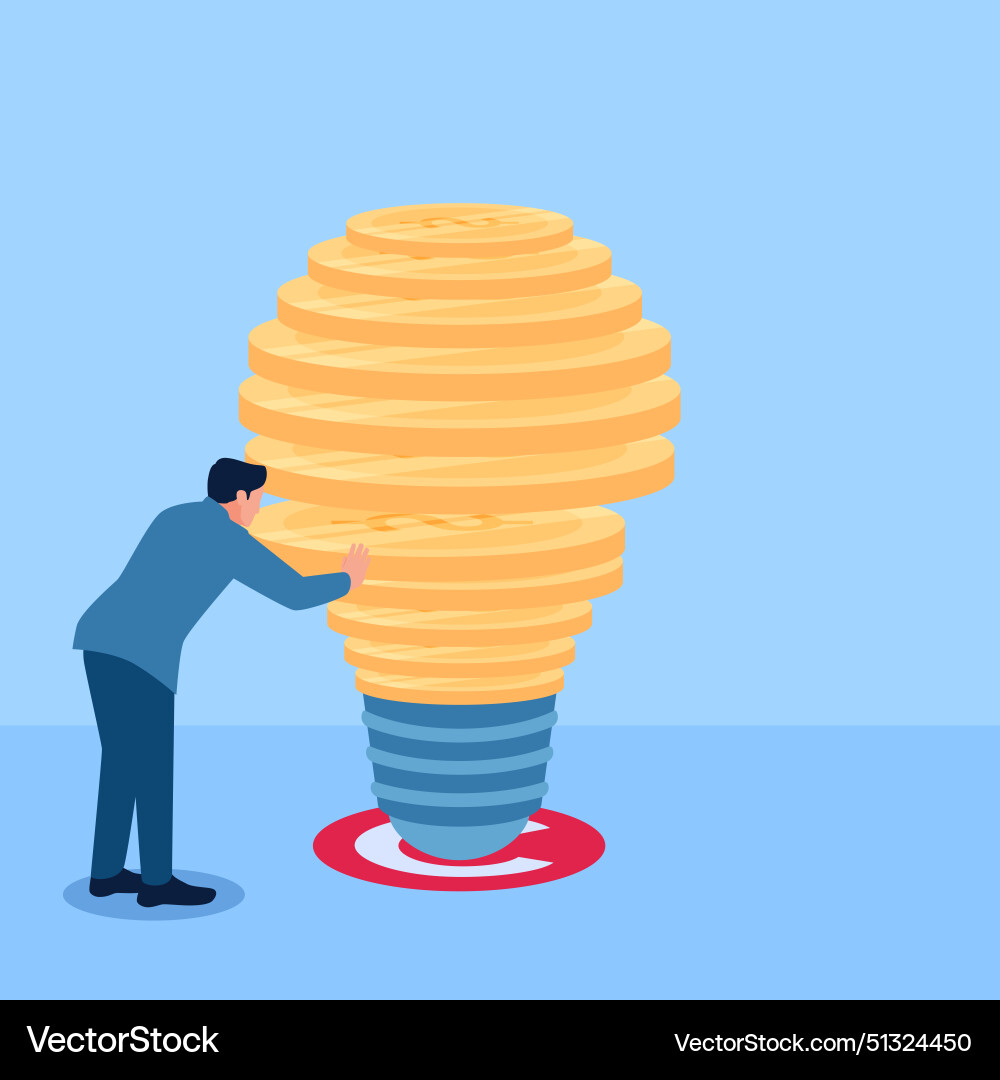 People insert coins into idea lamps a metaphor Vector Image