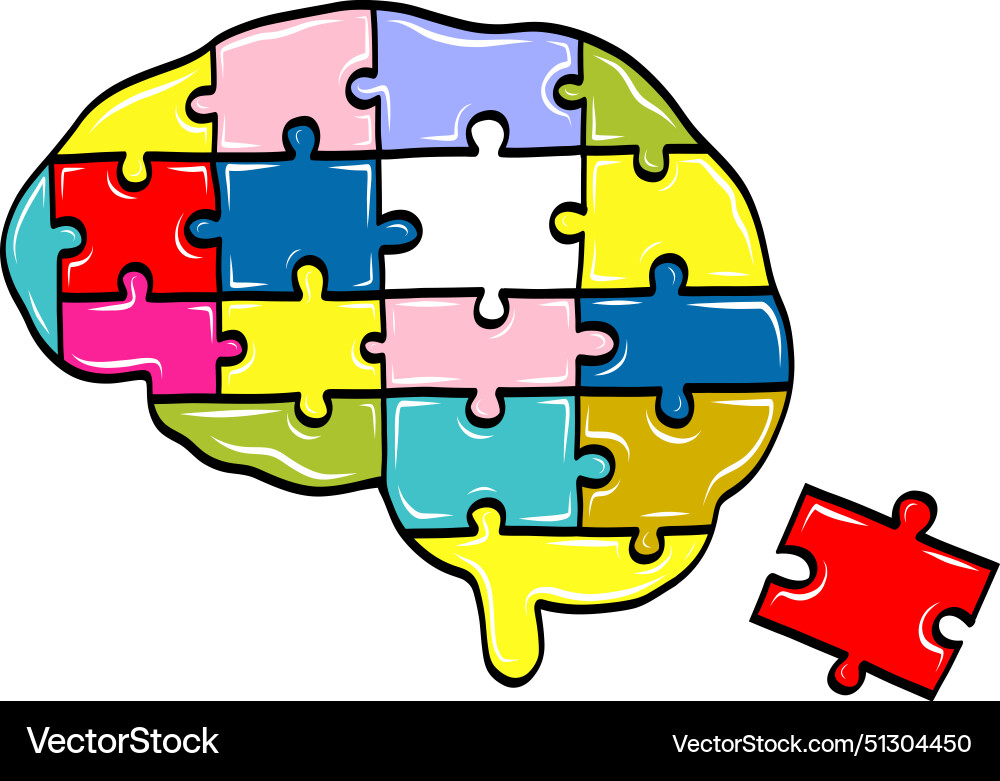 Puzzle colorful brain shaped Royalty Free Vector Image