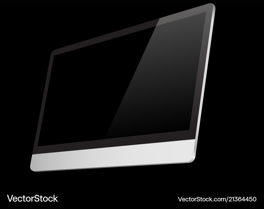 Realistic computer black screen isolated Vector Image