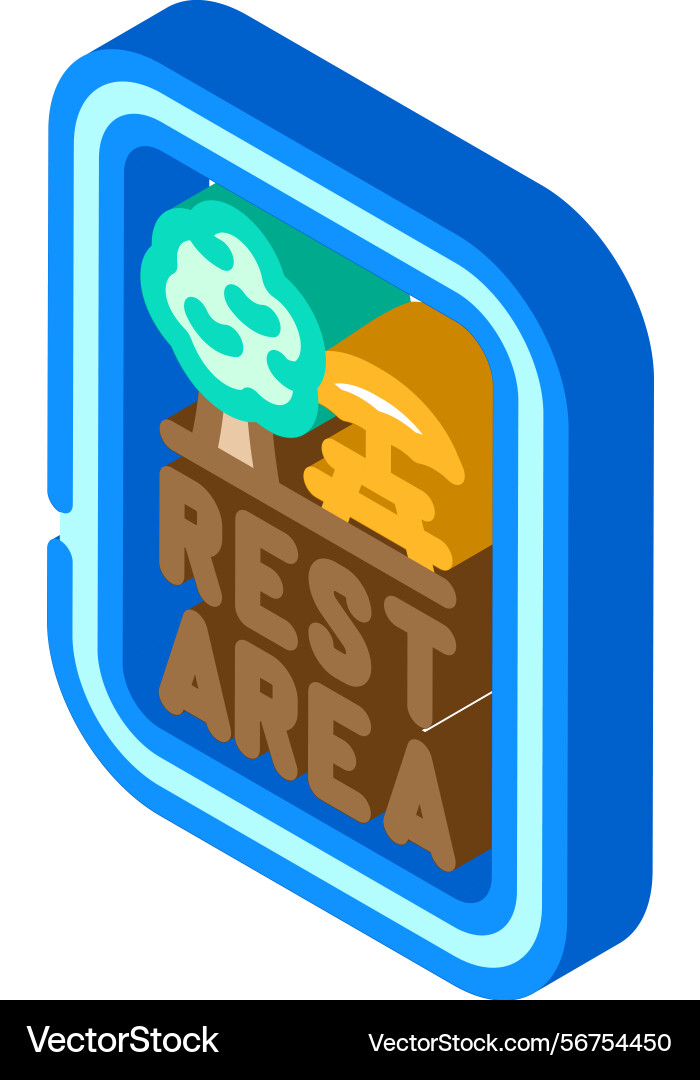 Rest area highway road isometric icon Royalty Free Vector