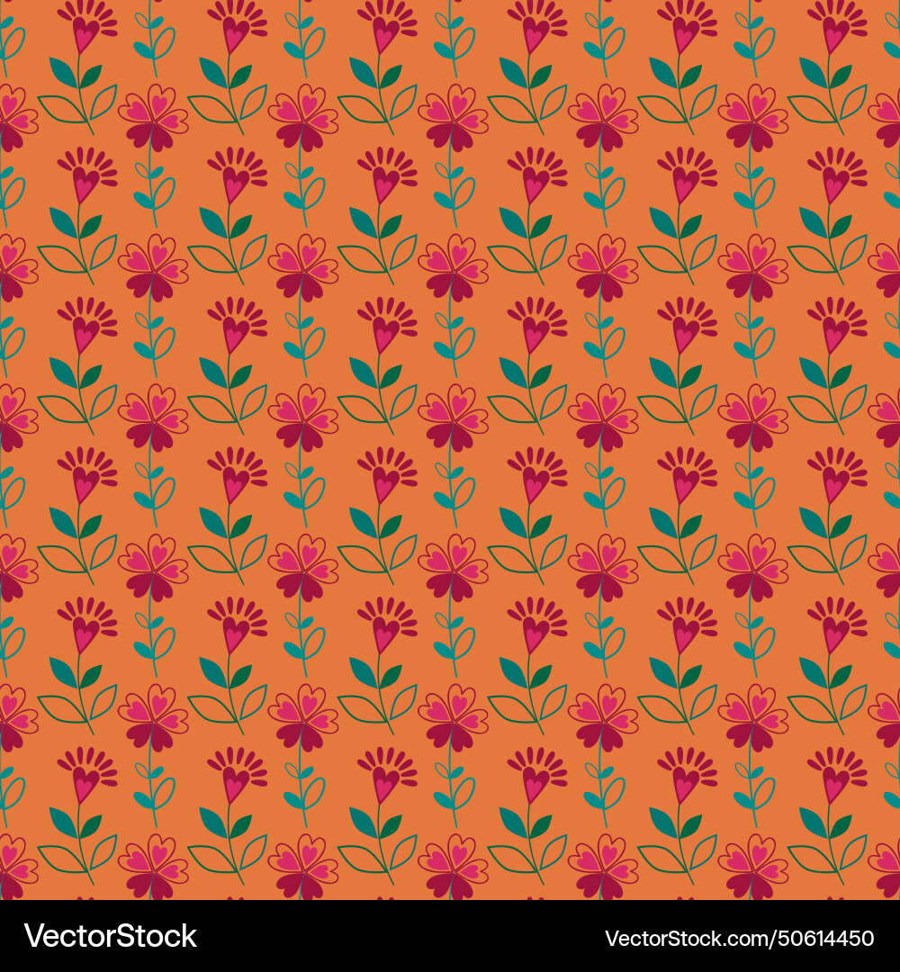 Valentine flowers pattern with heart in background