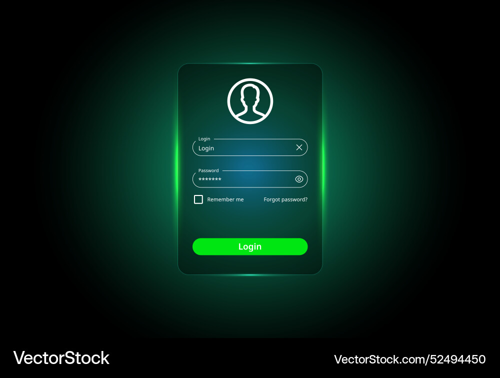 Website login page template design Royalty Free Vector Image