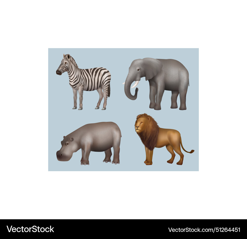 Africa animals realistic wild elephant Royalty Free Vector