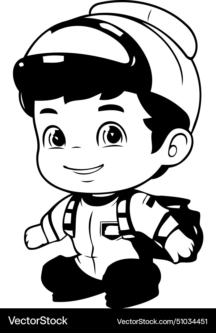 Cute little boy dressed as a pilot cartoon Vector Image
