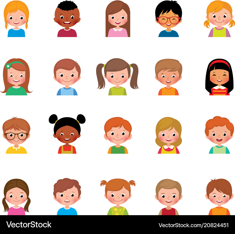 Diverse Kids Avatars Royalty Free Vector Image