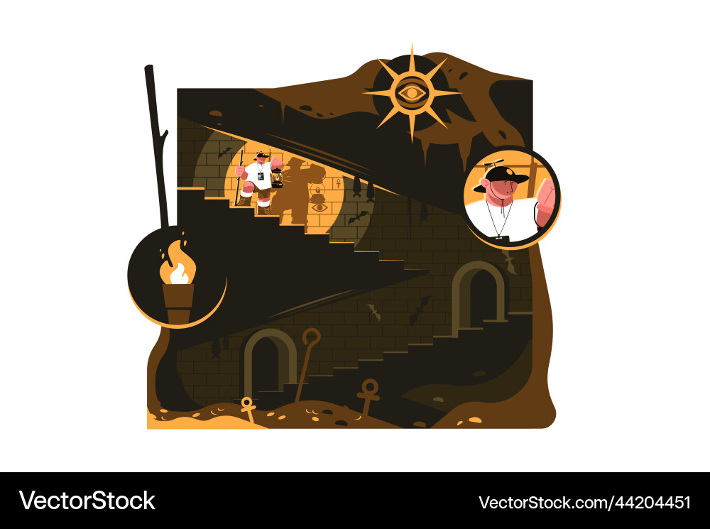 Dungeon crawler corridors with hidden treasures Vector Image