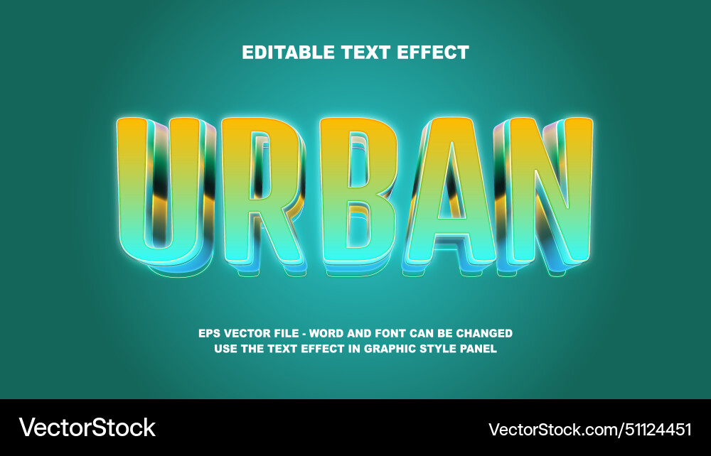 Editable text effect urban 3d template Royalty Free Vector
