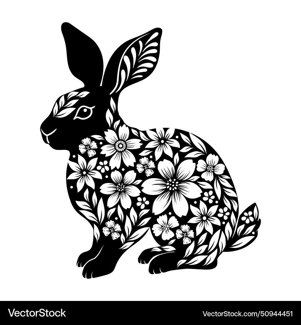 Rabbit paper cut on white background cute animal Vector Image