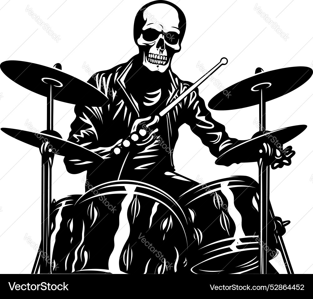 Bone beat skeleton drummer skull sticks Royalty Free Vector