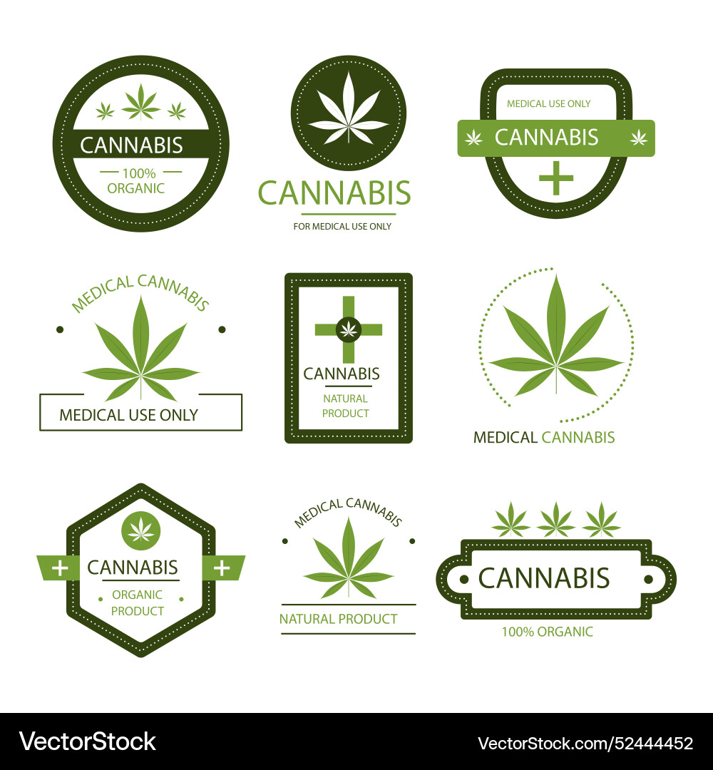 Medical cannabis badges pack Royalty Free Vector Image