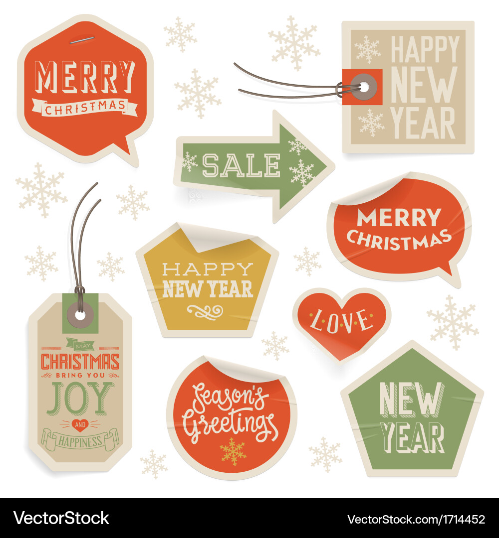 Stickers and labels for year Royalty Free Vector Image