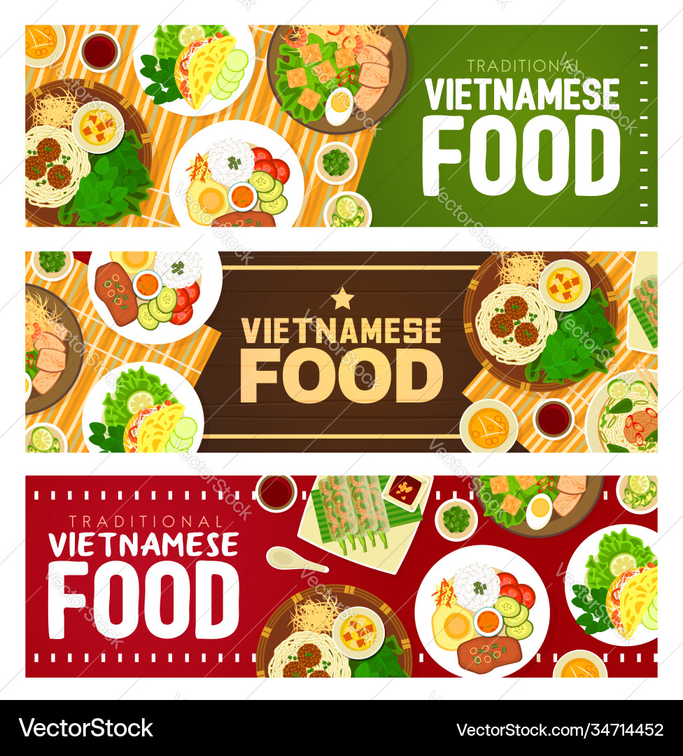 Vietnamese food restaurant banners Royalty Free Vector Image